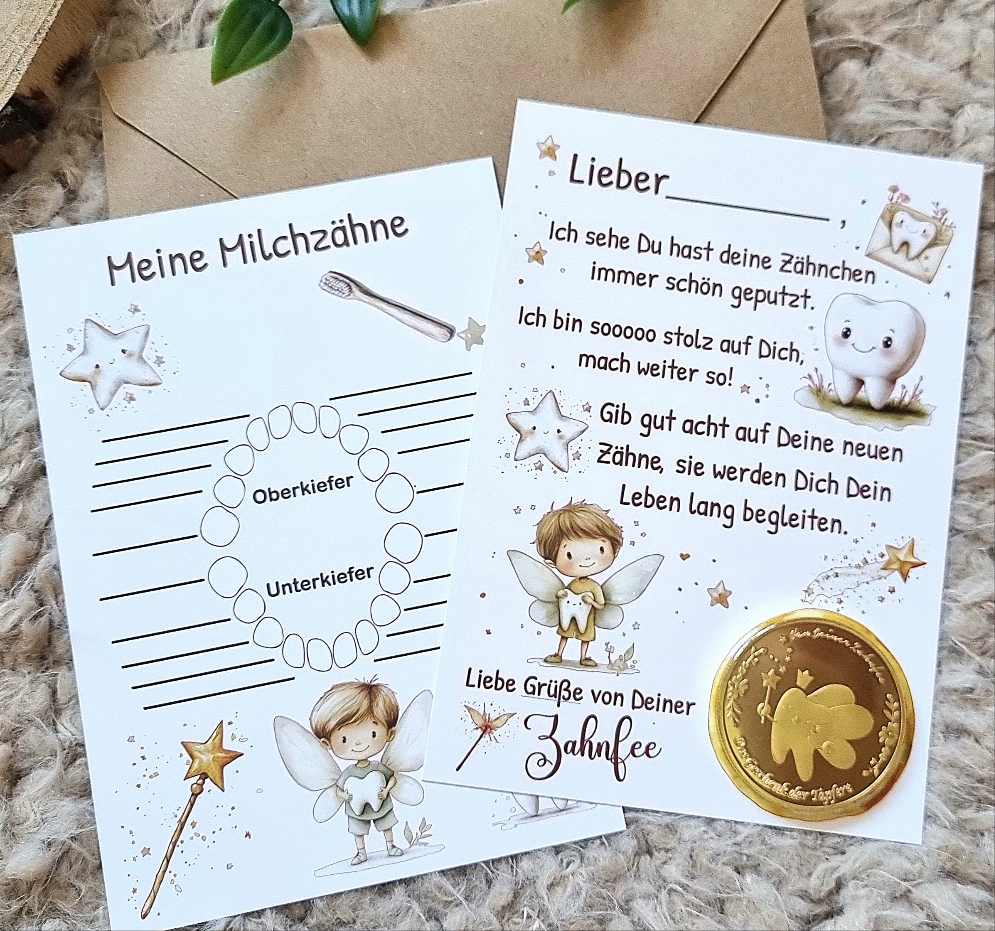 CreativMade Brief von der Zahnfee Post Urkunde Junge erster Wackelzahn ...