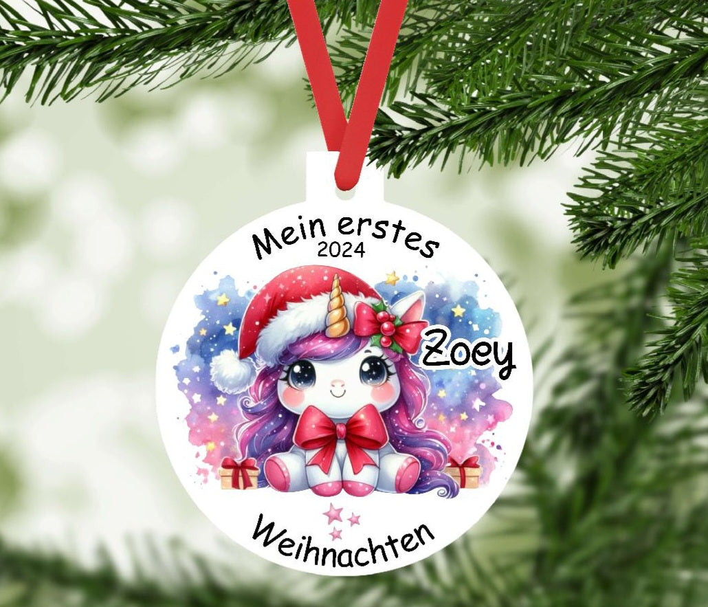 CreativMade Mein erstes Weihnachten personalisiert Mädchen Einhorn ...
